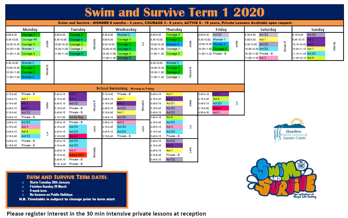 Swimming Lessons – Hamilton Indoor Leisure and Aquatic Centre